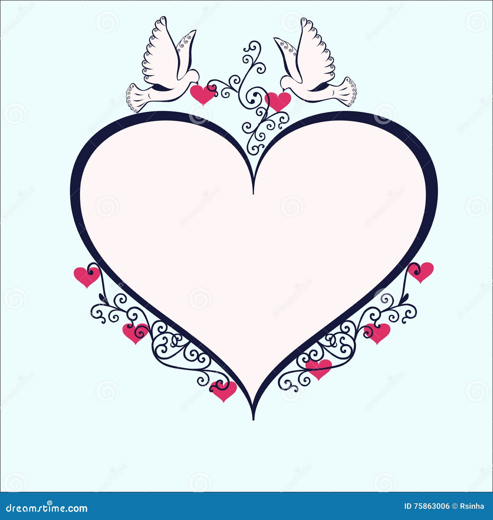 Palomas Con El Marco En Forma De Corazón Ilustración del Vector ...