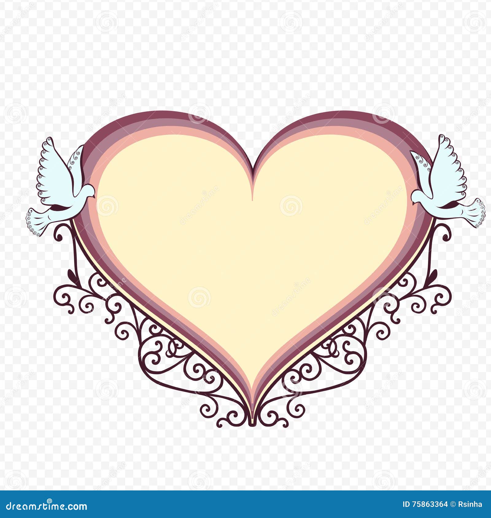 Palomas Con El Marco En Forma De Corazón Ilustración del Vector ...