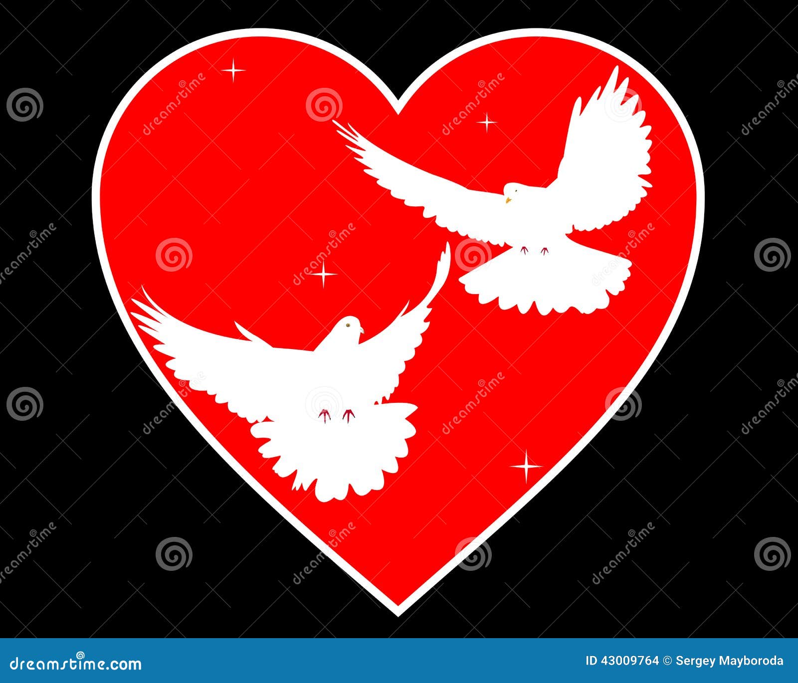 Palomas en corazón ilustración del vector. Ilustración de saludo - 43009764