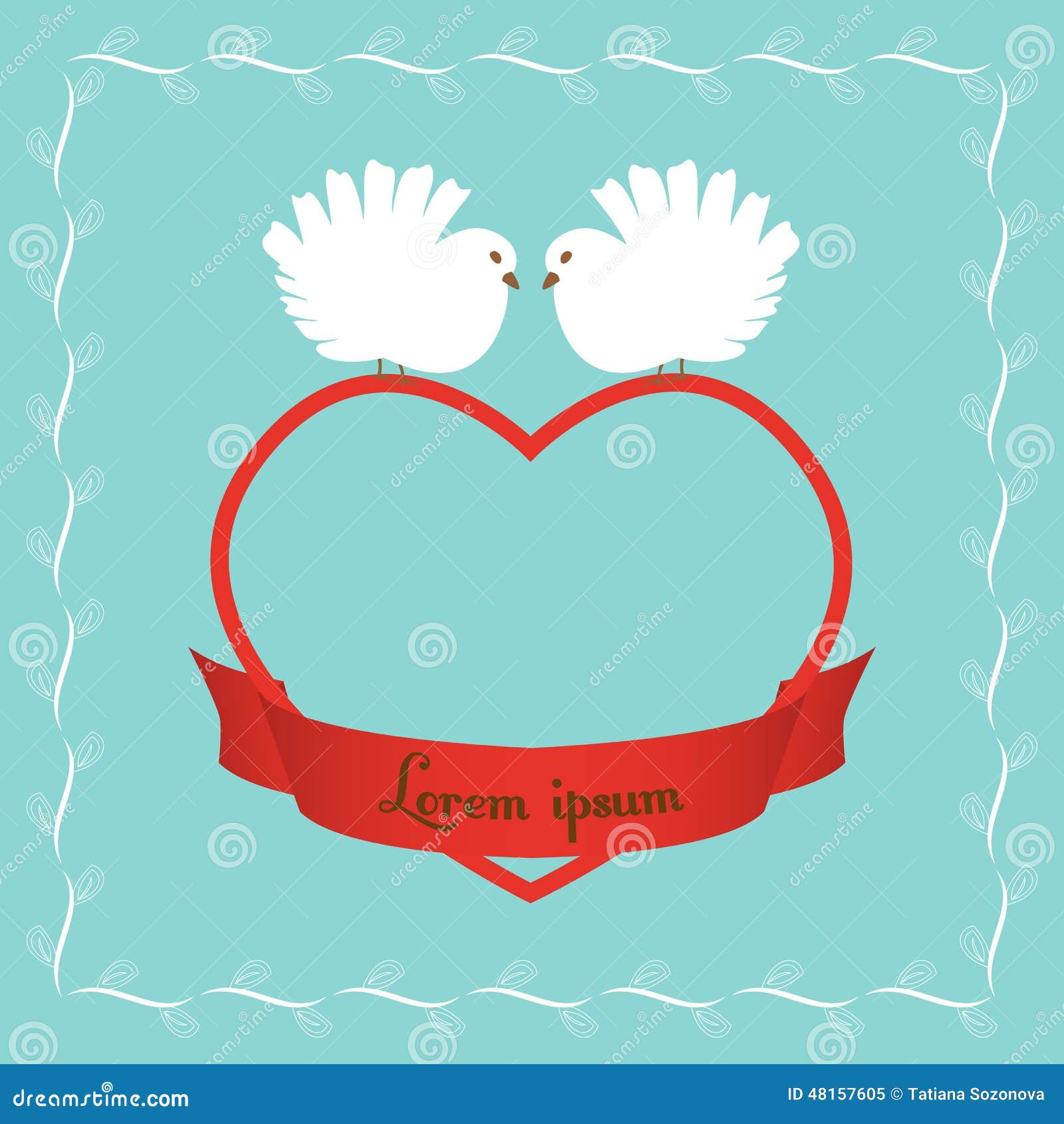 Palomas en corazón ilustración del vector. Ilustración de fecha - 48157605