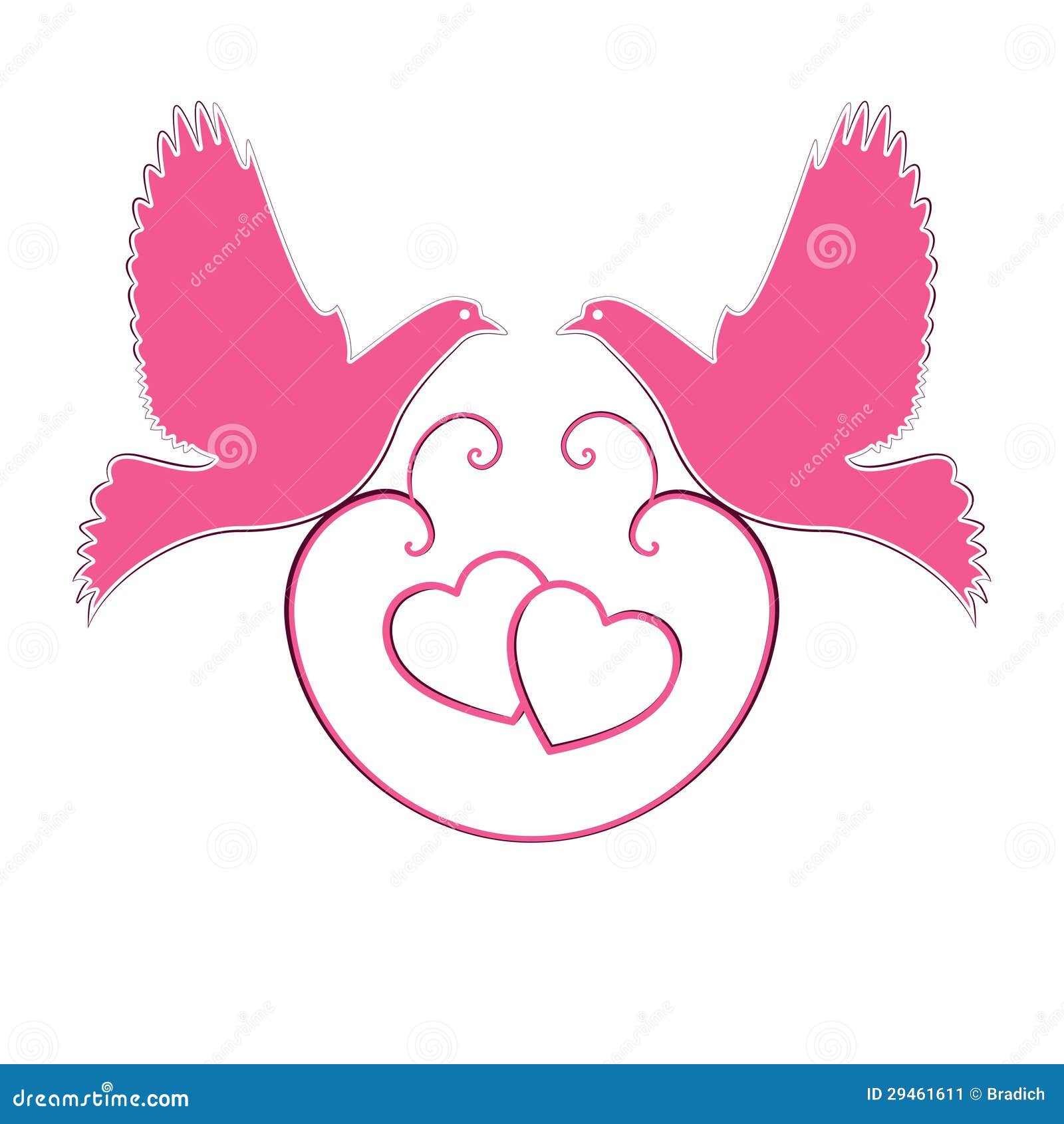Palomas y corazón ilustración del vector. Ilustración de boda - 29461611
