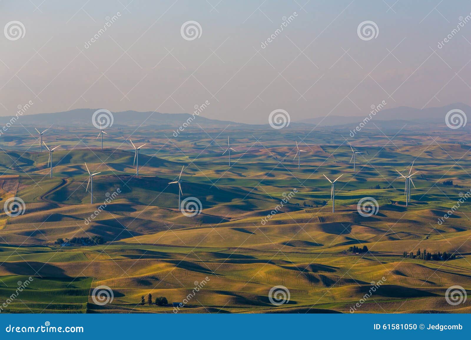 Palouse Wind Farm stock photo. Image of green, wind, sunset - 61581050