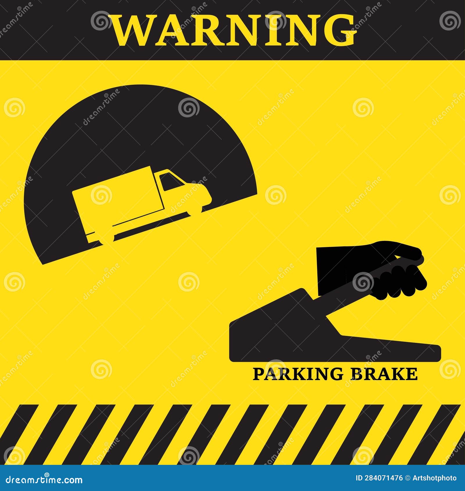 Parking Brake Symbol With Van And Hand On Brake Stock Photo ...