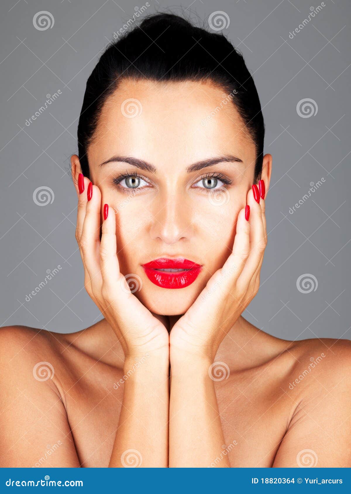 Pampering - Cute Young Woman Touching Her Face Stock Photo - Image of ...