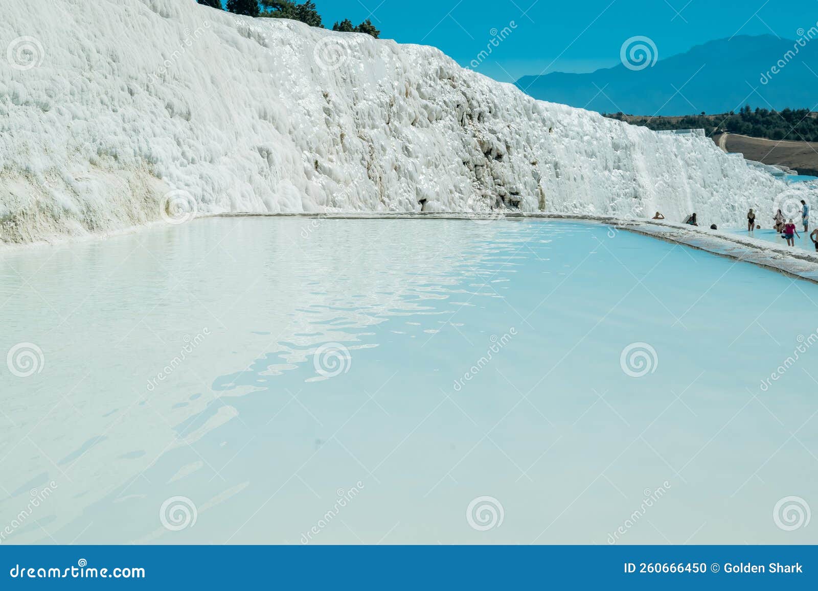 Pamukkale, Natural Pool with Blue Water, Turkey Stock Photo - Image of ...