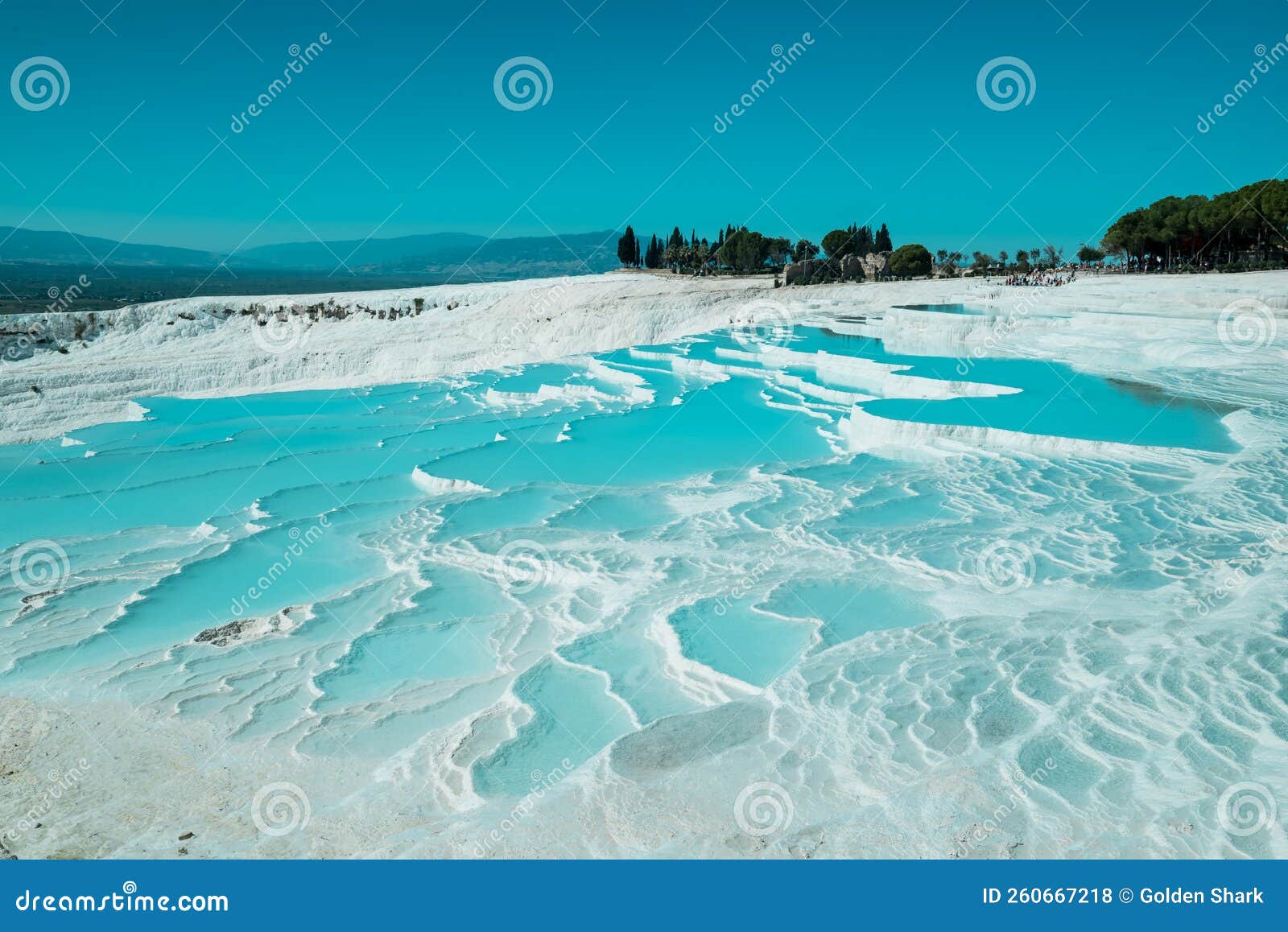 Pamukkale, Natural Pool with Blue Water, Turkey Stock Photo - Image of ...