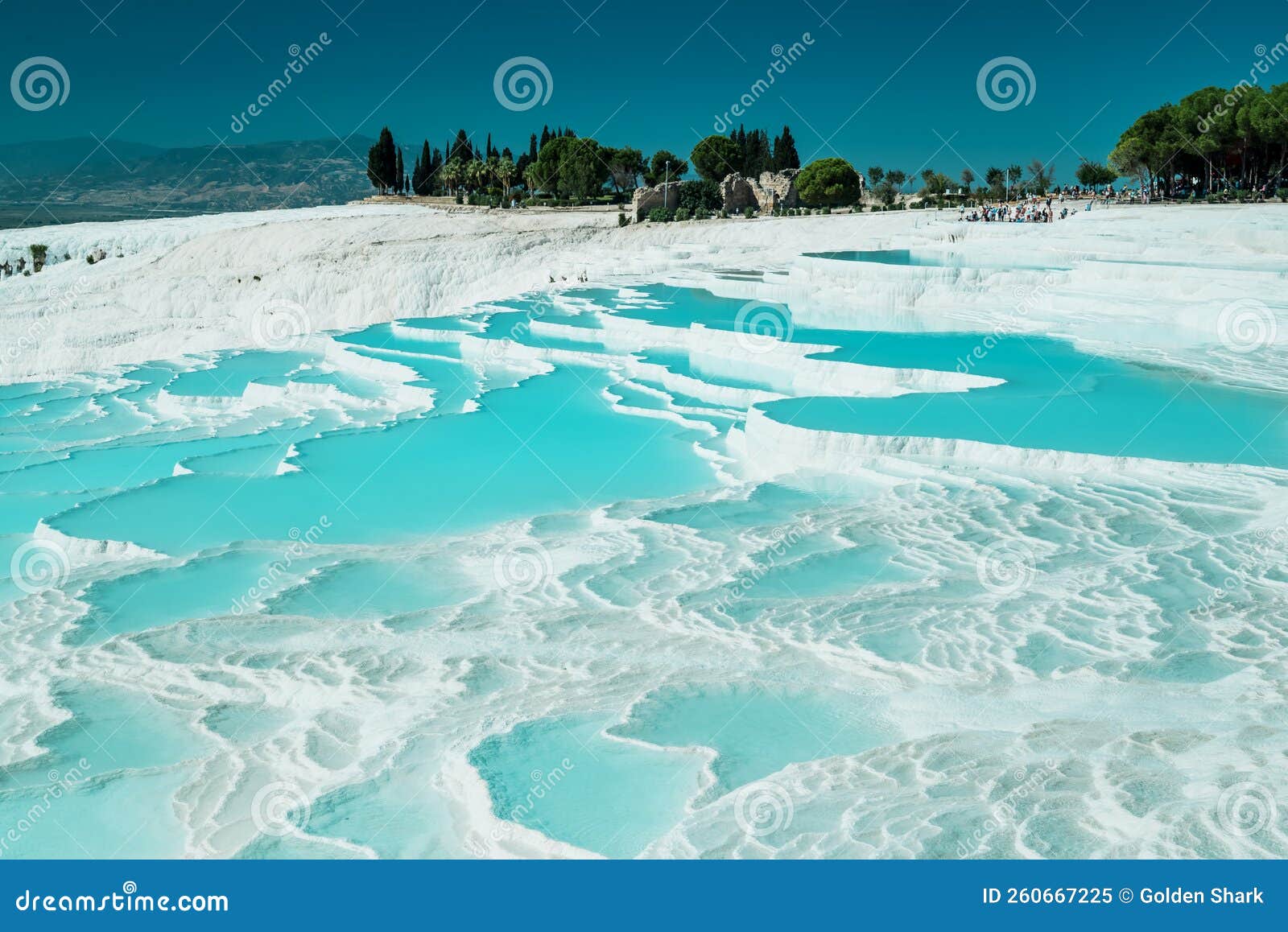 Pamukkale, Natural Pool with Blue Water, Turkey Stock Image - Image of ...