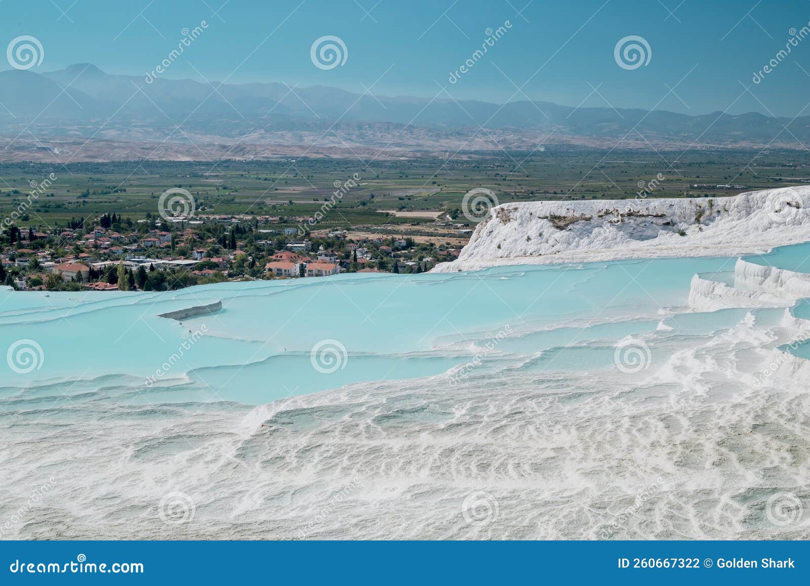 Pamukkale, Natural Pool with Blue Water, Turkey Stock Photo - Image of ...