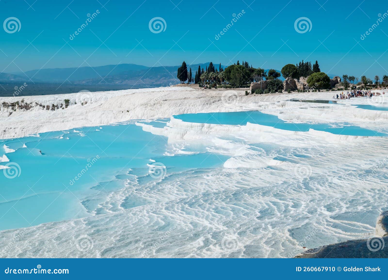 Pamukkale, Natural Pool with Blue Water, Turkey Stock Photo - Image of ...