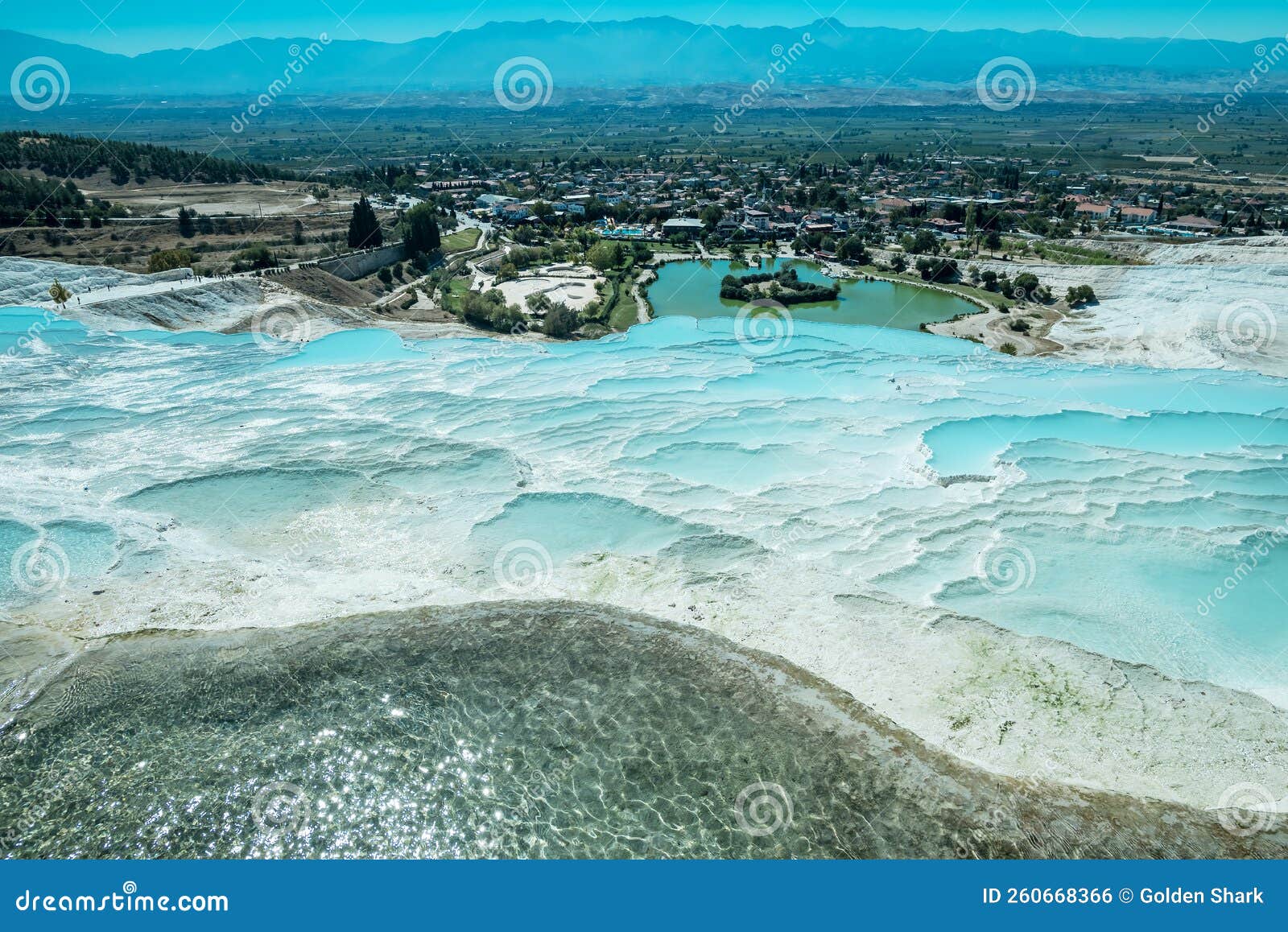 Pamukkale, Natural Pool with Blue Water, Turkey Stock Photo - Image of ...