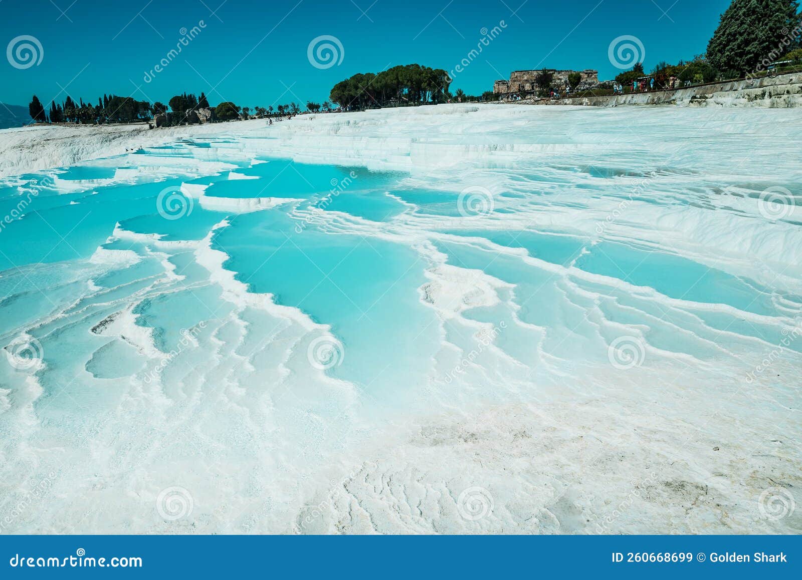 Pamukkale, Natural Pool with Blue Water, Turkey Stock Image - Image of ...