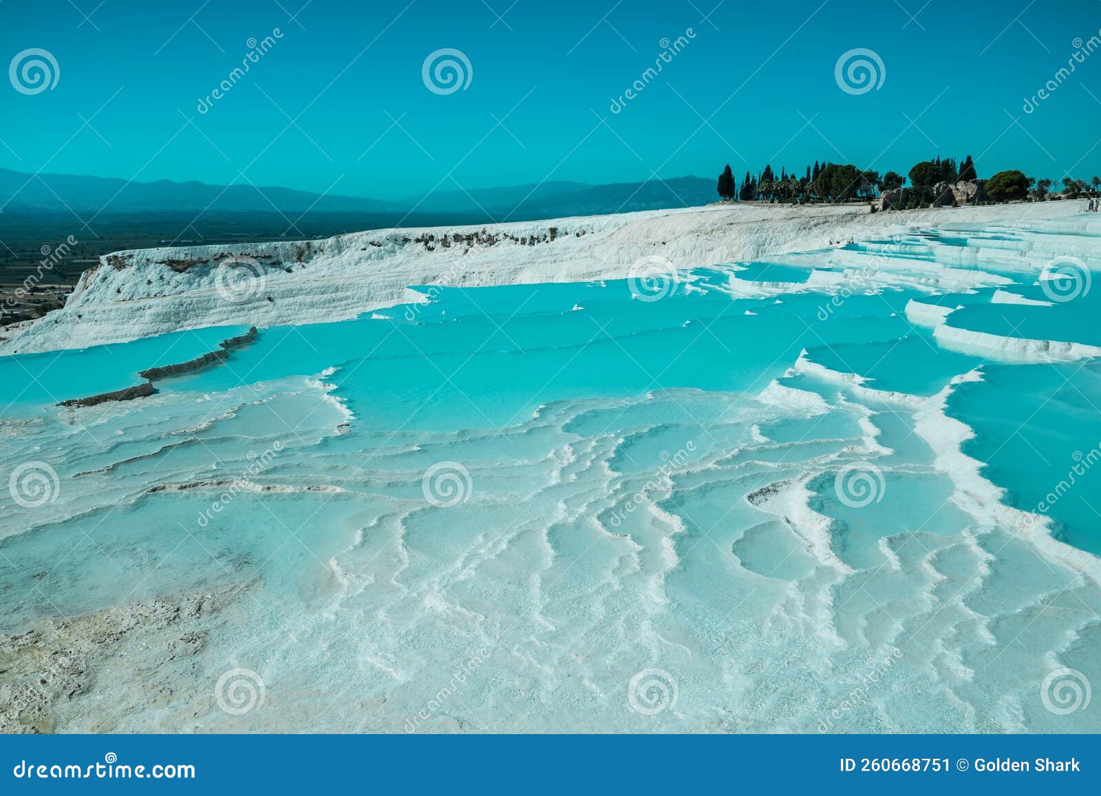 Pamukkale, Natural Pool with Blue Water, Turkey Stock Image - Image of ...