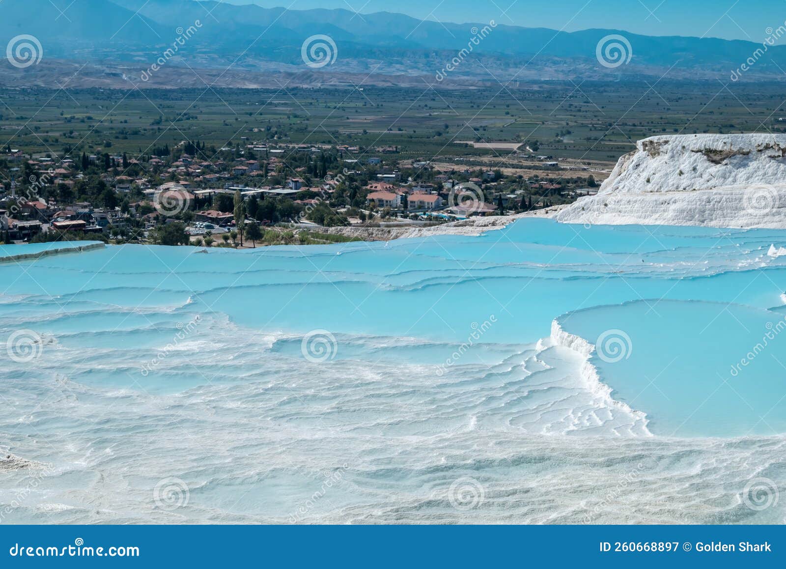 Pamukkale, Natural Pool with Blue Water, Turkey Stock Image - Image of ...