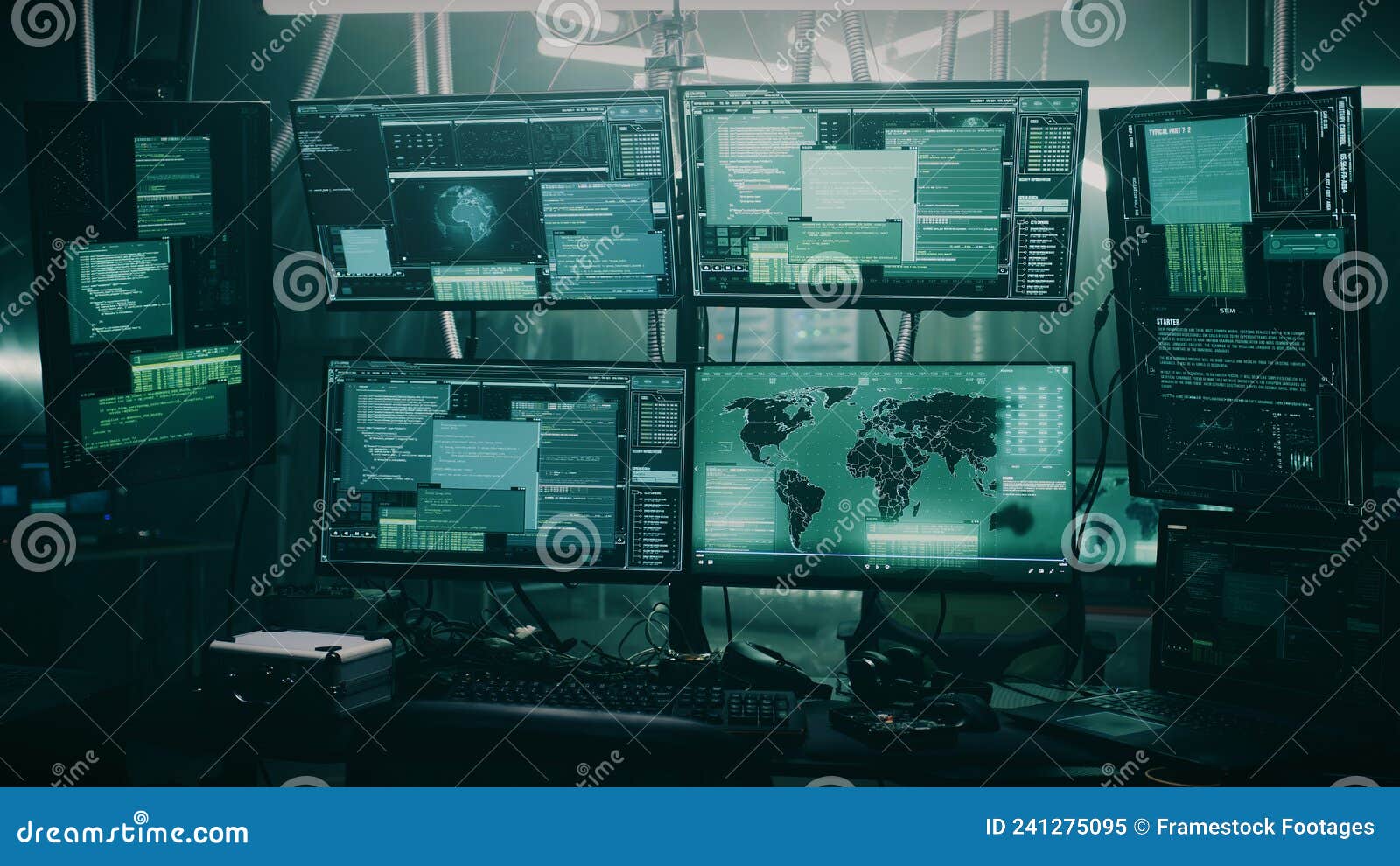 Computers with Code on Hacker Workplace Stock Image - Image of worldwide, program: 241275095