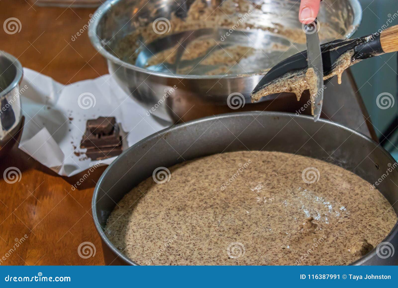 Scraping Tools from Pouring Cake Batter Stock Image - Image of batter ...