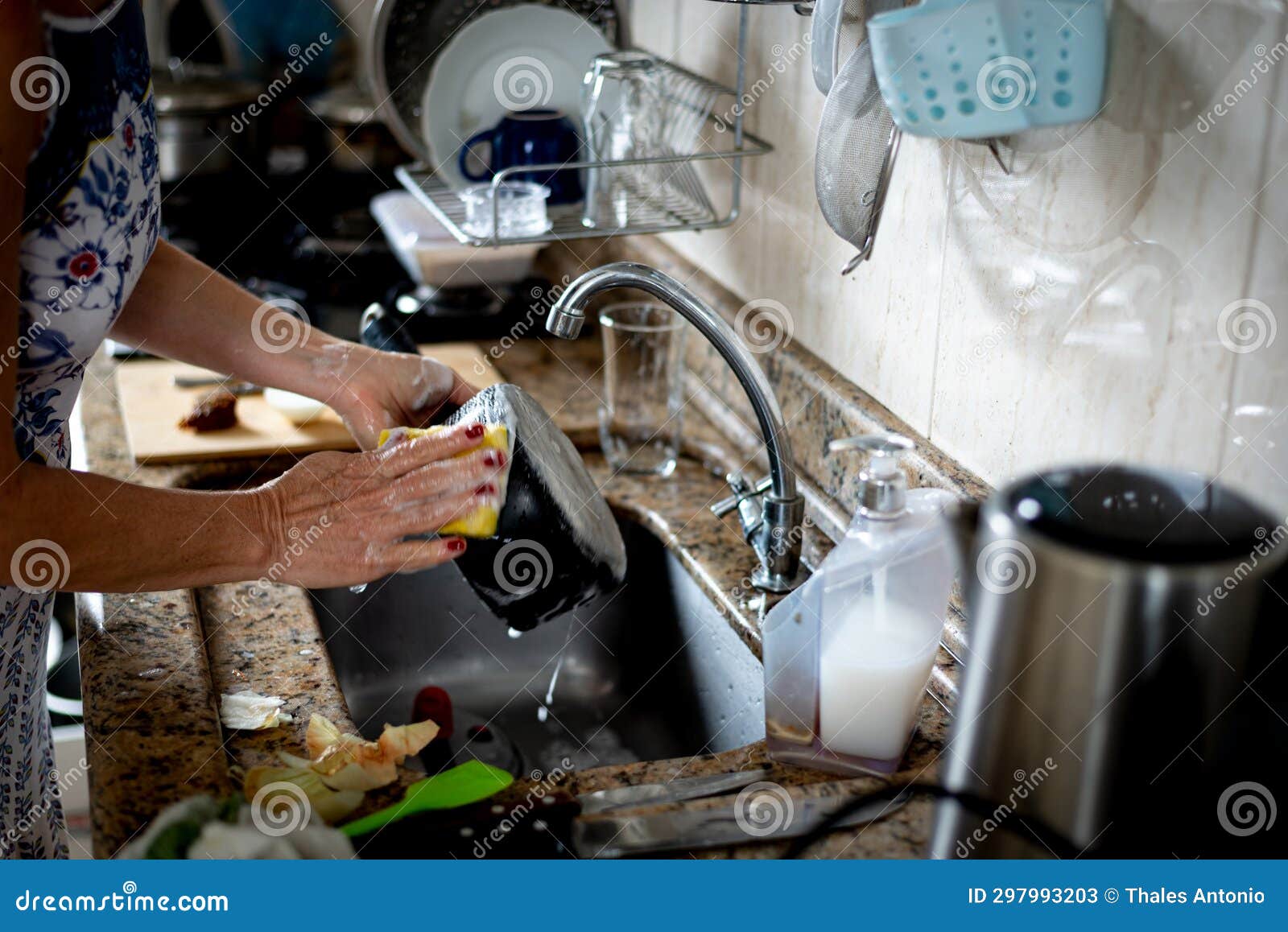 Pan Being Washed in the Kitchen Sink Stock Image - Image of nutritional ...