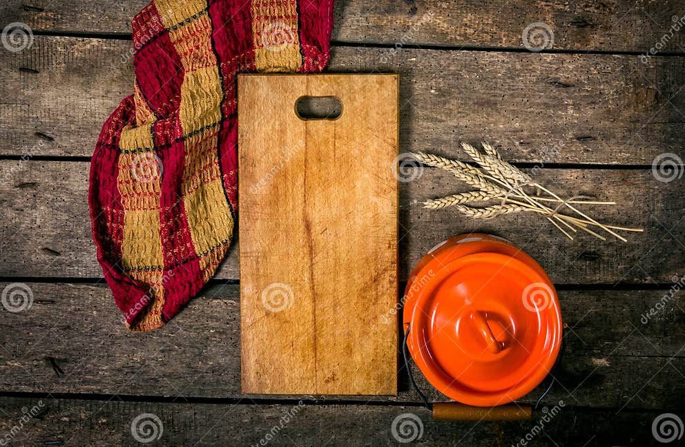 Pan and board at home stock image. Image of view, healthy - 80000379