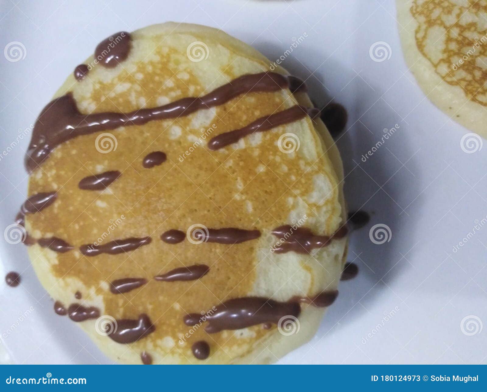 Pan cake with chocolate stock image. Image of cake, withegg - 180124973