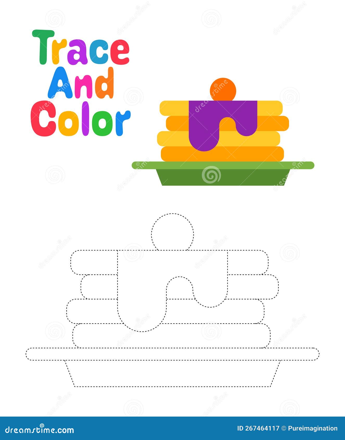 Pan Cake Tracing Worksheet for Kids Stock Vector - Illustration of ...