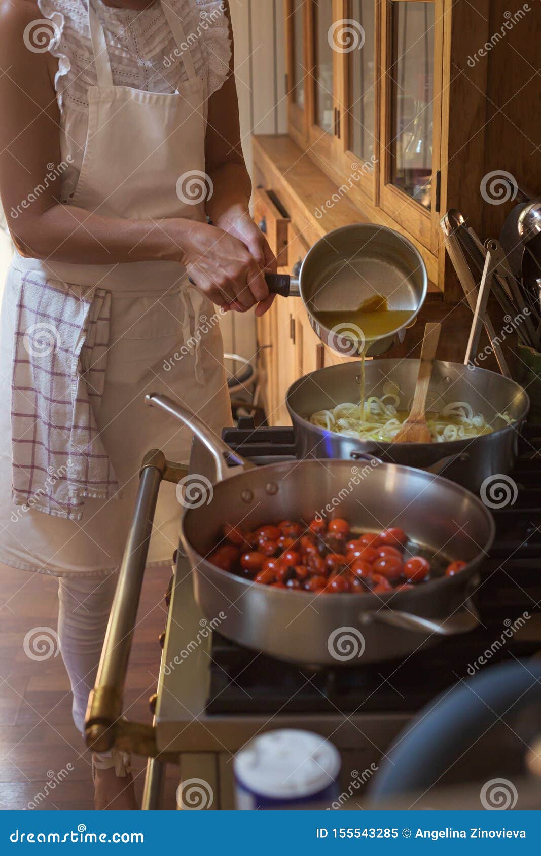 Pan with Caramelised Tomatoes Cherry Process of Cooking and Adding ...