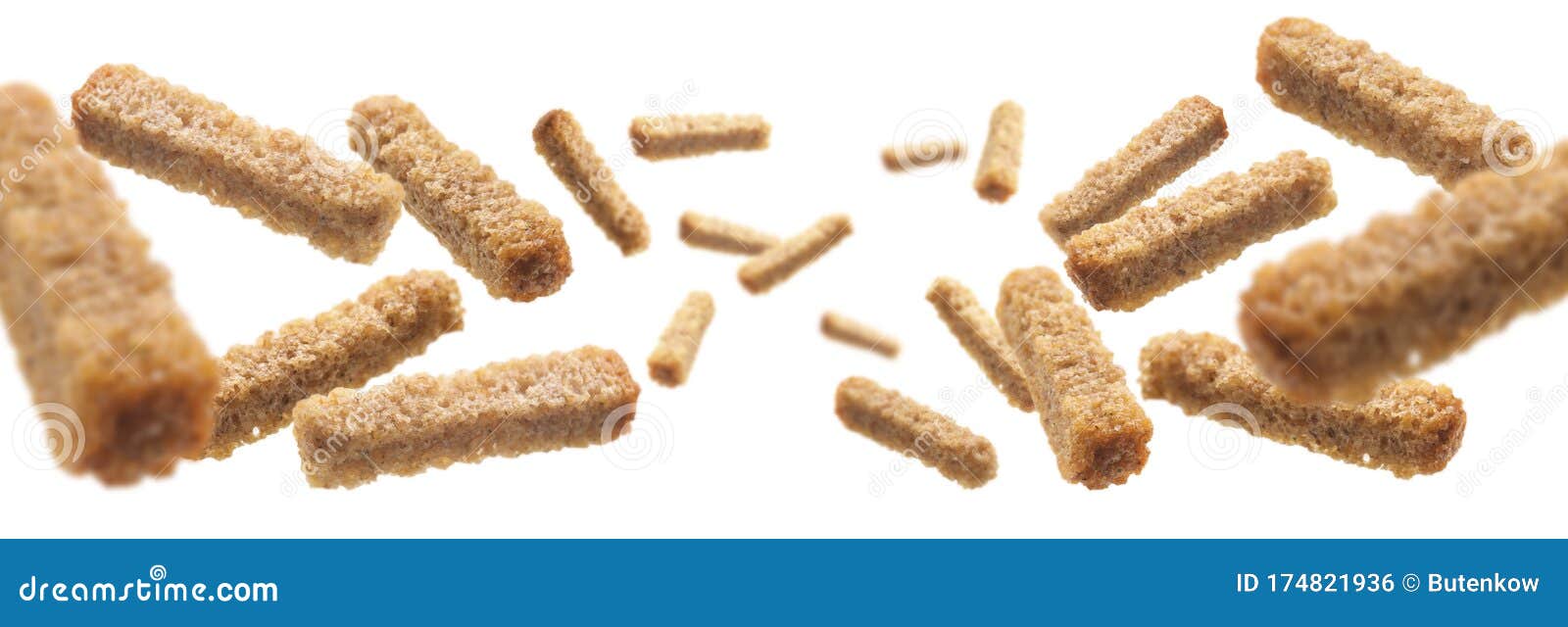 Pan Croutons Levitar Sobre Un Fondo Blanco Foto de archivo - Imagen de ...
