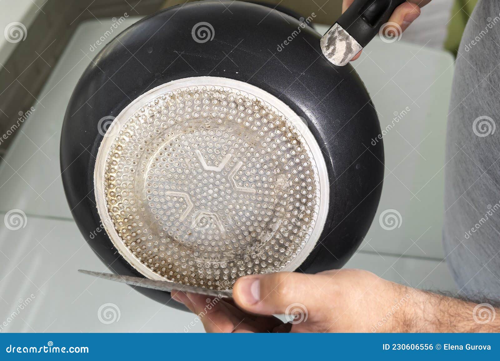 The Pan is Damaged. the Bottom of the Dish Fell Off Stock Photo - Image ...