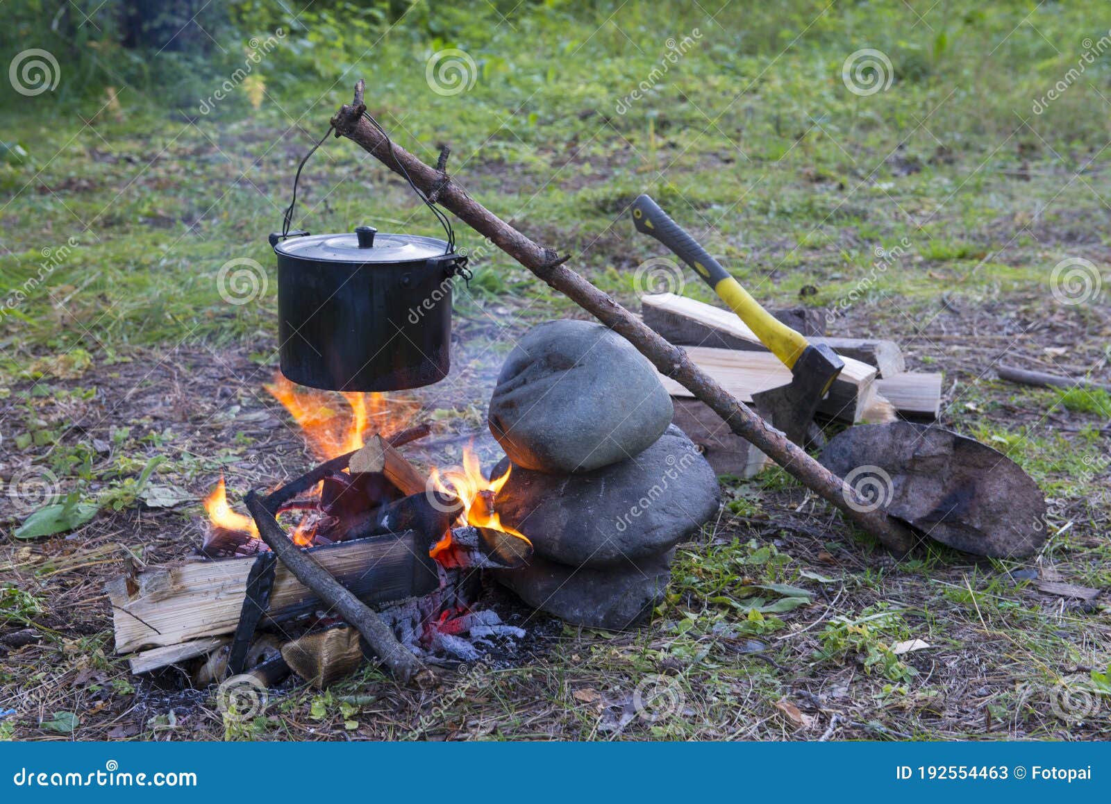 Cooking in the campaign stock image. Image of boil, bonfire - 192554463