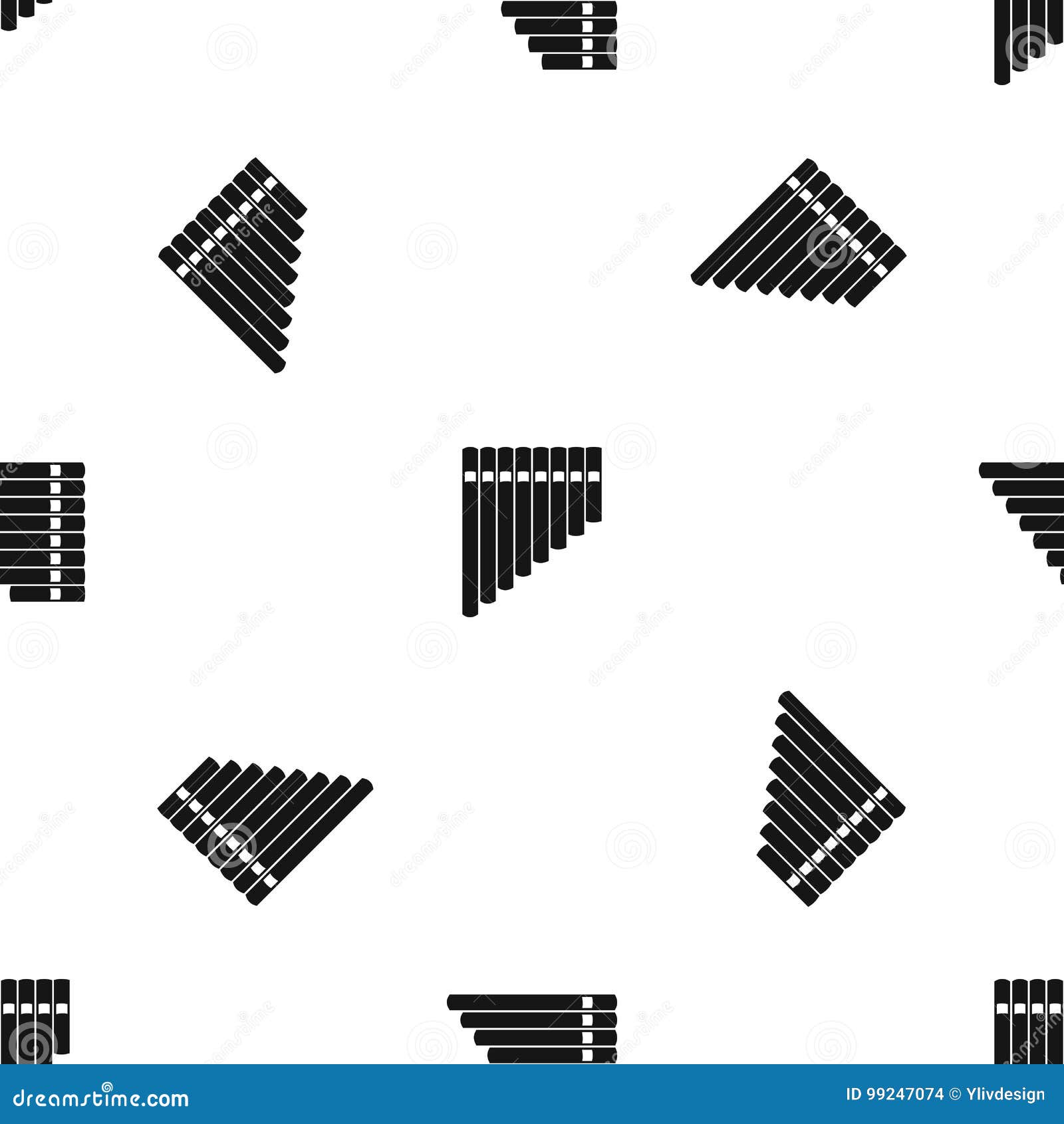 Pan Flute Pattern Seamless Black Stock Vector - Illustration of ...