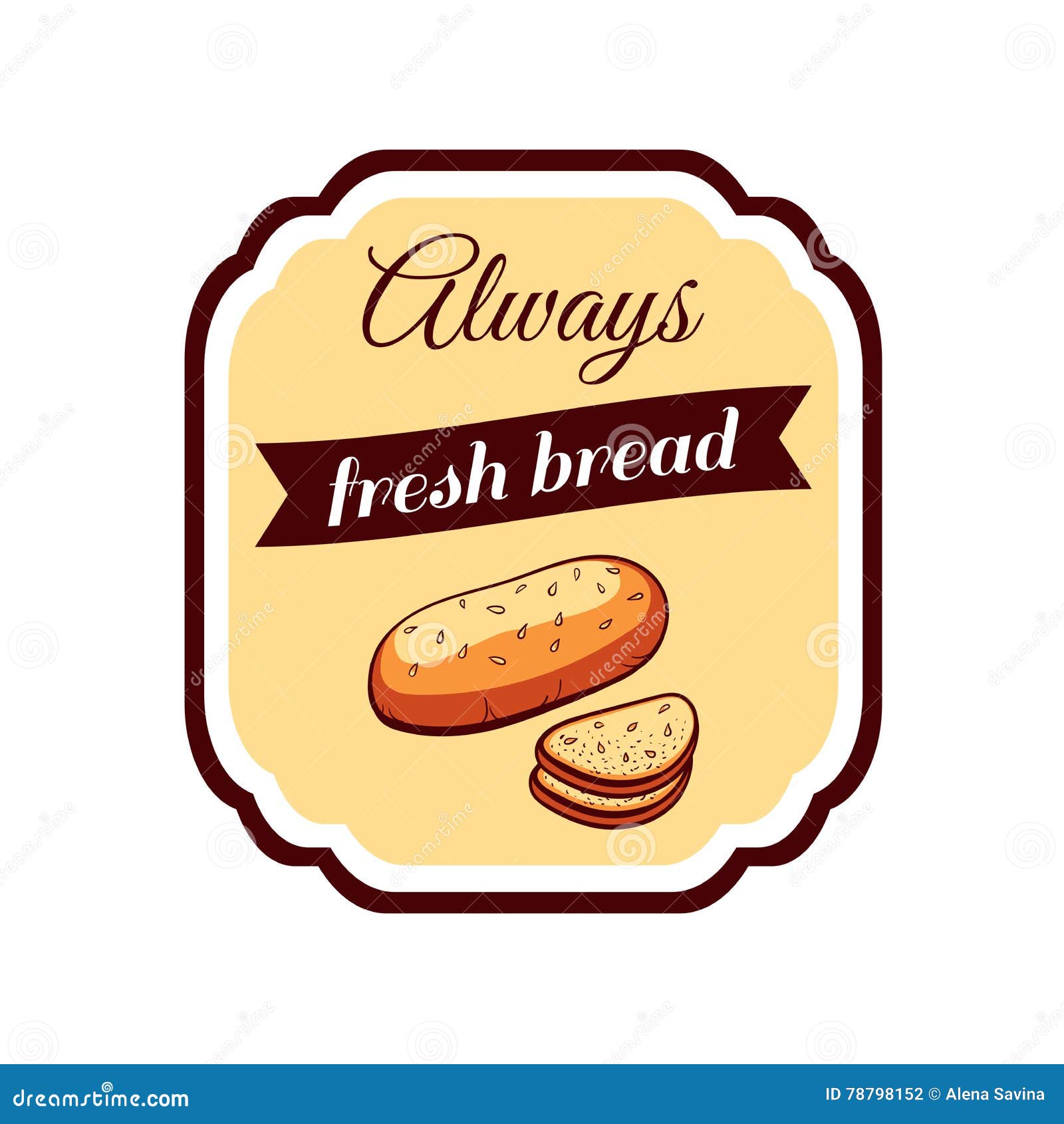 Pan Fresco De La Etiqueta Engomada Ilustración del Vector - Ilustración ...