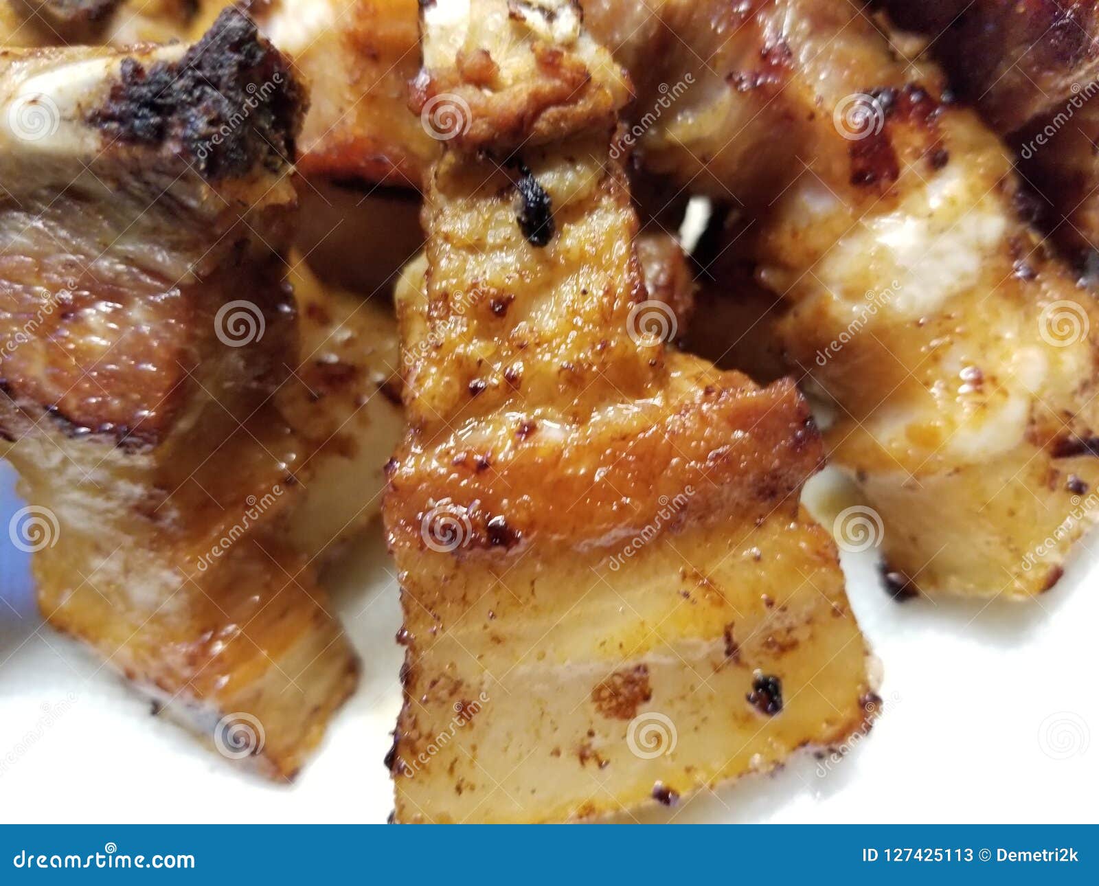 Pan Fried Bacon Cubes Curruscante Imagen de archivo - Imagen de ...
