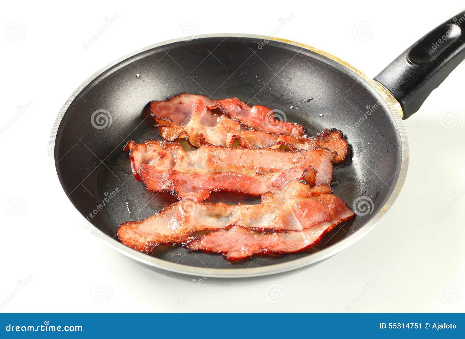 Pan fried bacon stock image. Image of meat, studio, strips - 55314751
