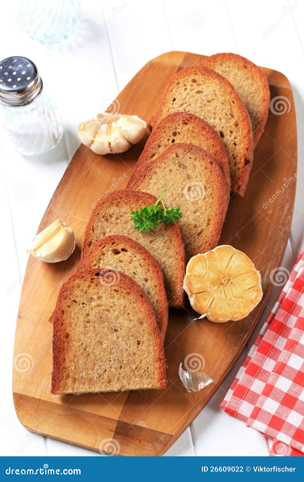 Pan fried bread and garlic stock photo. Image of cutting - 26609022