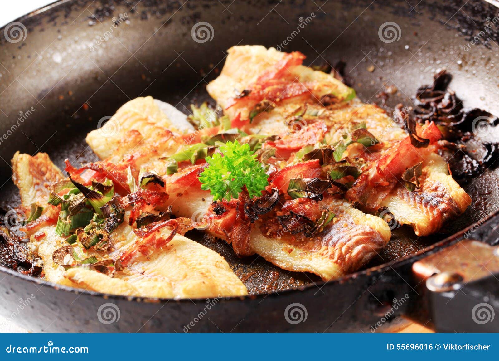 Pan fried fish fillets stock photo. Image of fillet, slices - 55696016