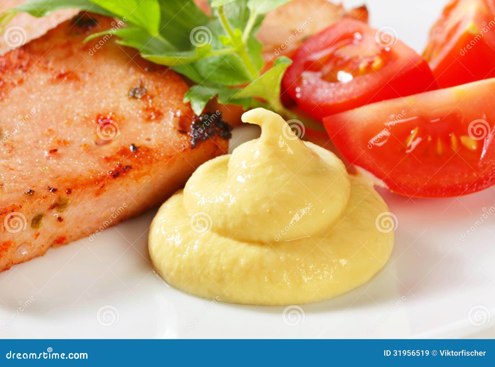 Pan-fried Leberkase with Mustard Stock Image - Image of dish, ground ...