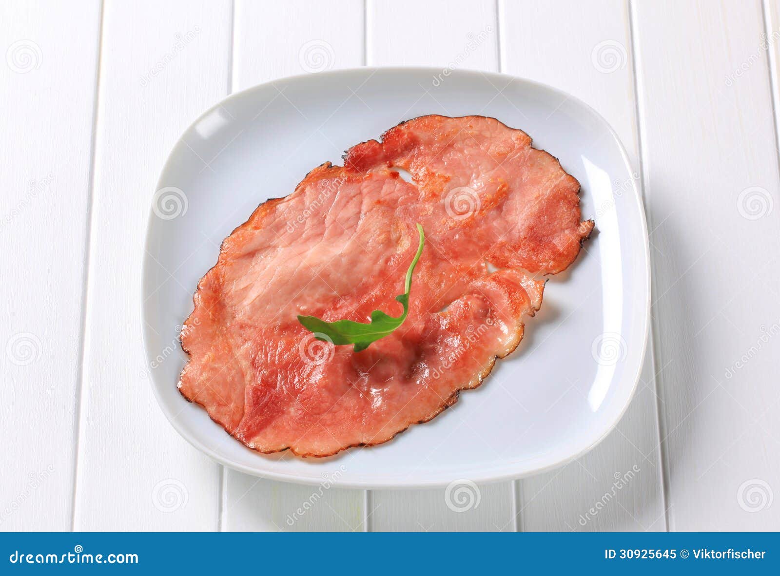 Pan Fried Slice of Smoked Ham Stock Image - Image of snack, arugula ...