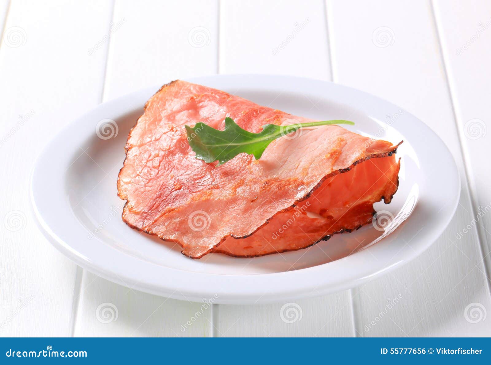 Pan Fried Slice of Smoked Ham Stock Photo - Image of smoked, arugula ...