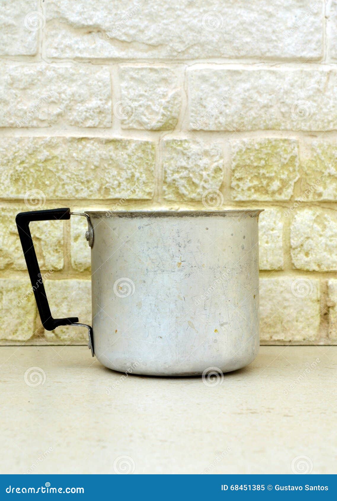 Pan in Front of a White Bricks Wall Stock Image - Image of forgotten ...