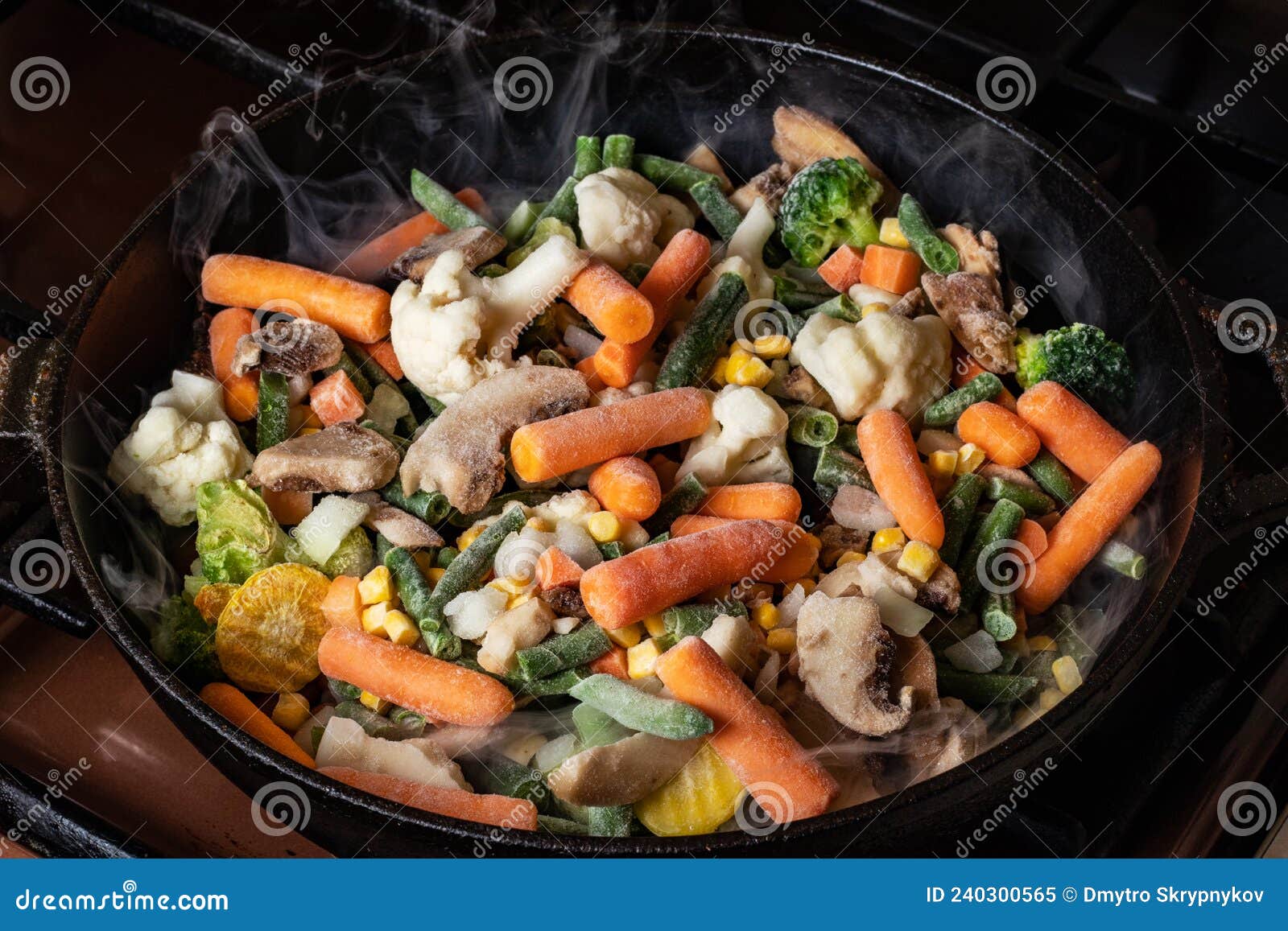 Pan with Frozen Vegetable Mix for Frying Stock Image - Image of ...