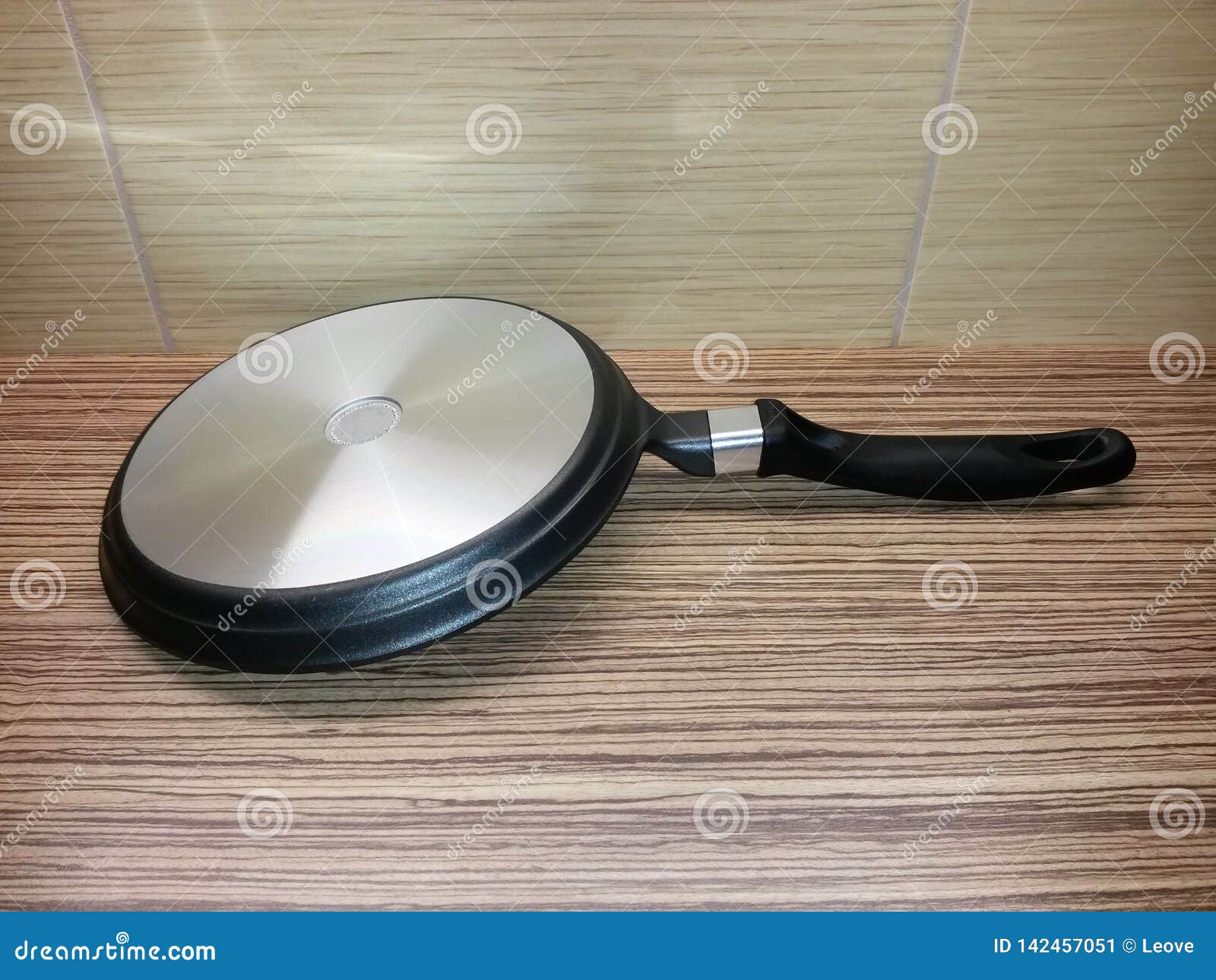 Pan for Frying, Upside Down, Placed on the Kitchen Counter Stock Image ...