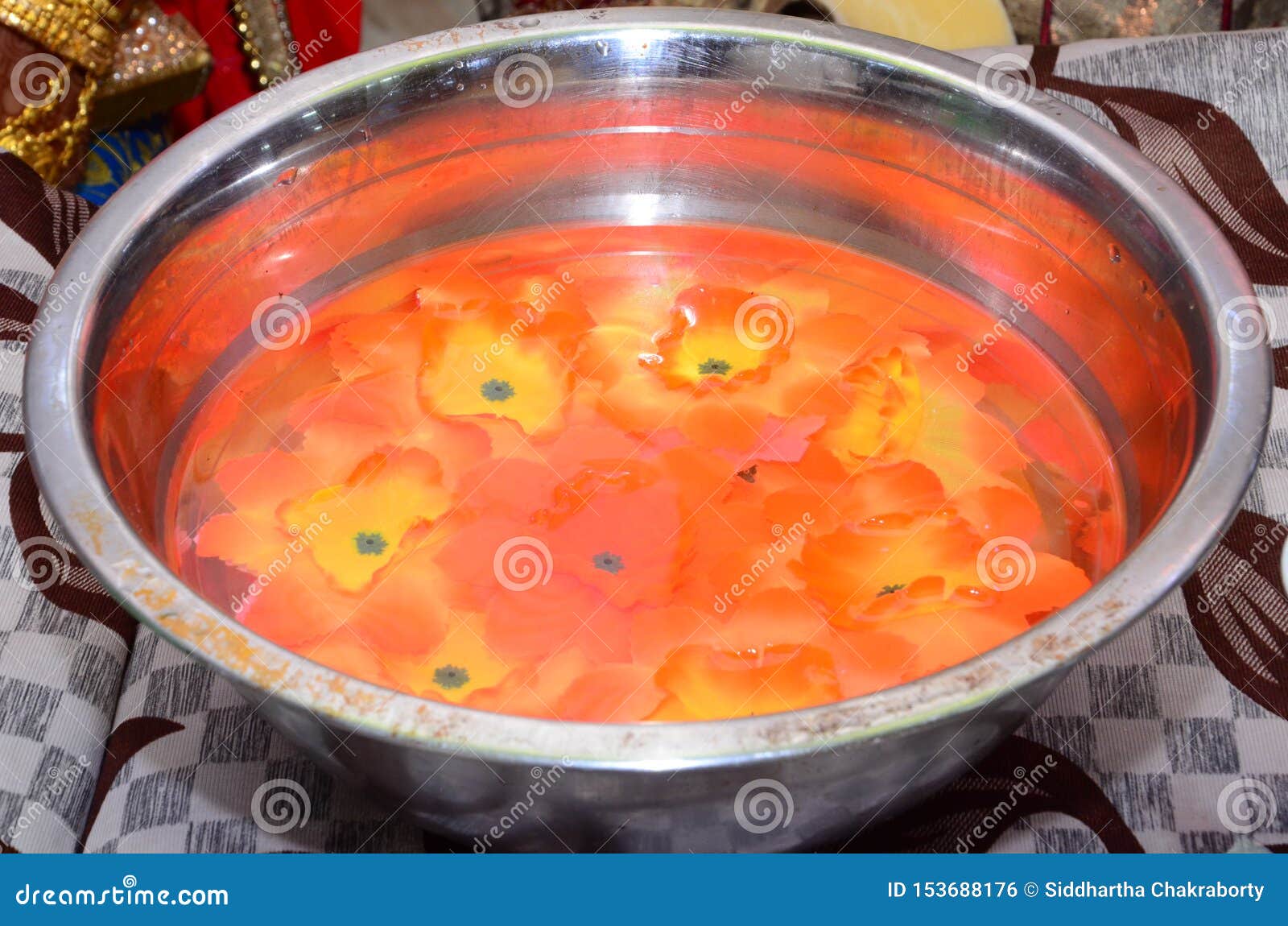 The PAN FULL of WATER and FLOWER. Stock Photo - Image of subjects ...
