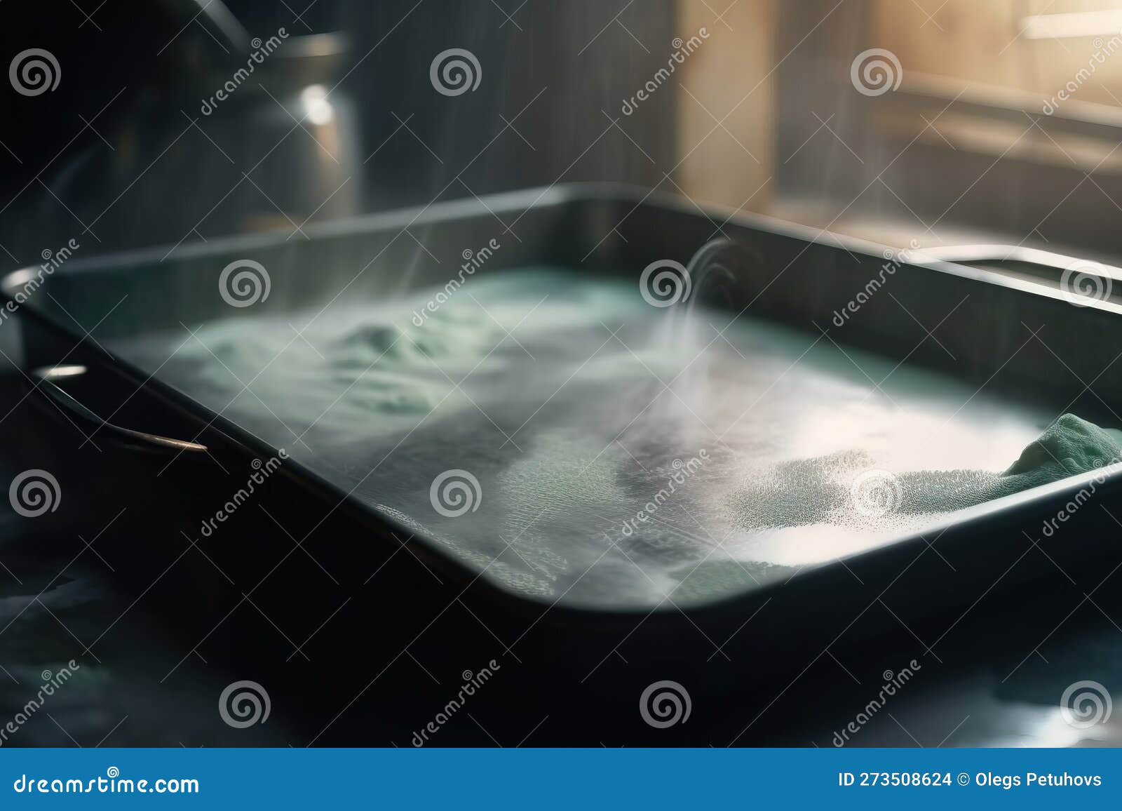 A Pan with Green Powder in it Sitting on a Counter Stock Illustration ...