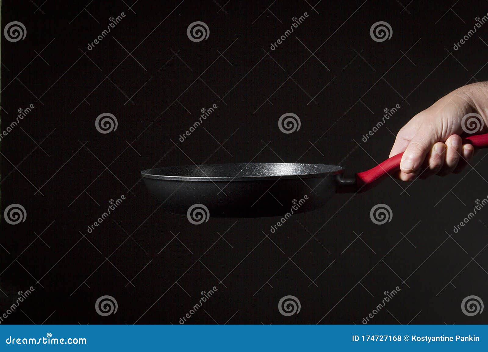 Pan in hand stock photo. Image of domestic, kitchenware - 174727168