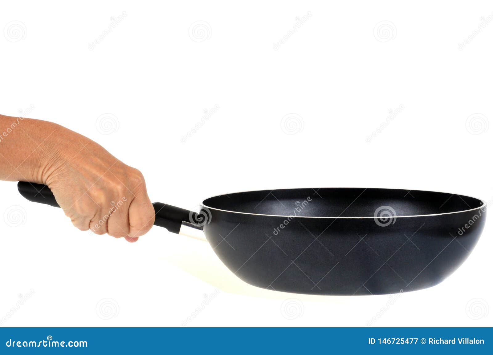 A Pan in Hand on a White Background Stock Image - Image of equipment ...