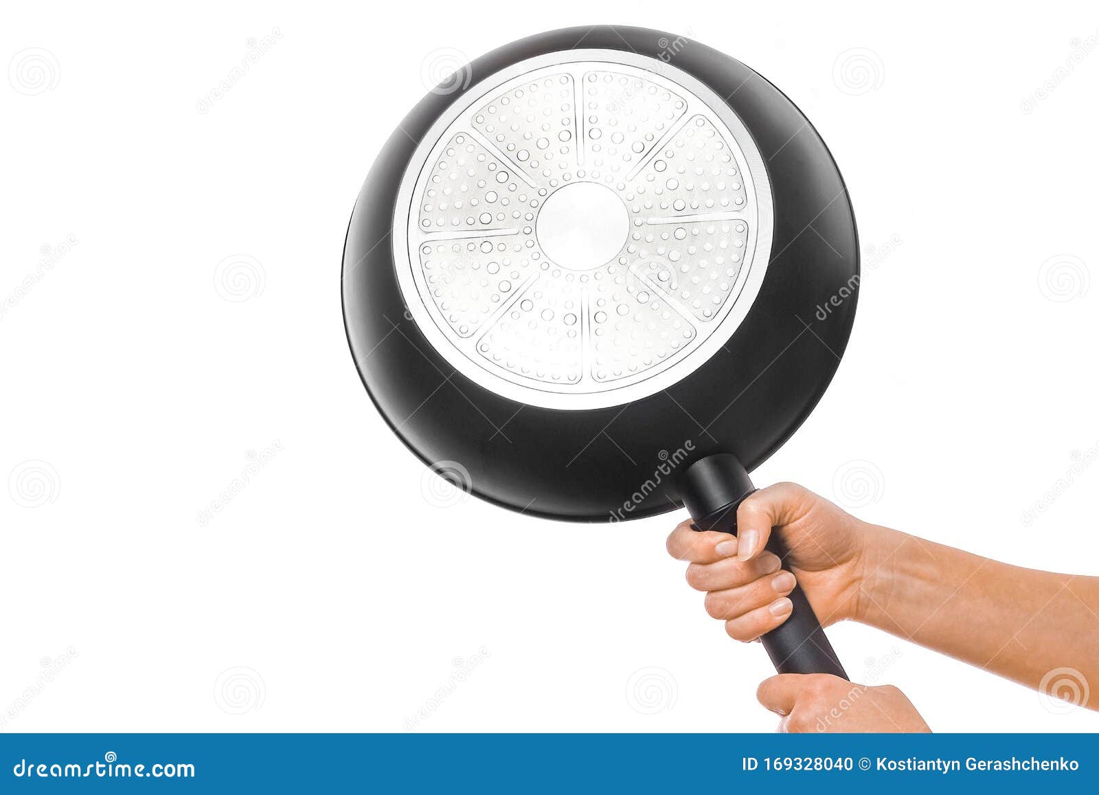 Pan in Hands on a White Background Stock Photo - Image of fryingpan ...