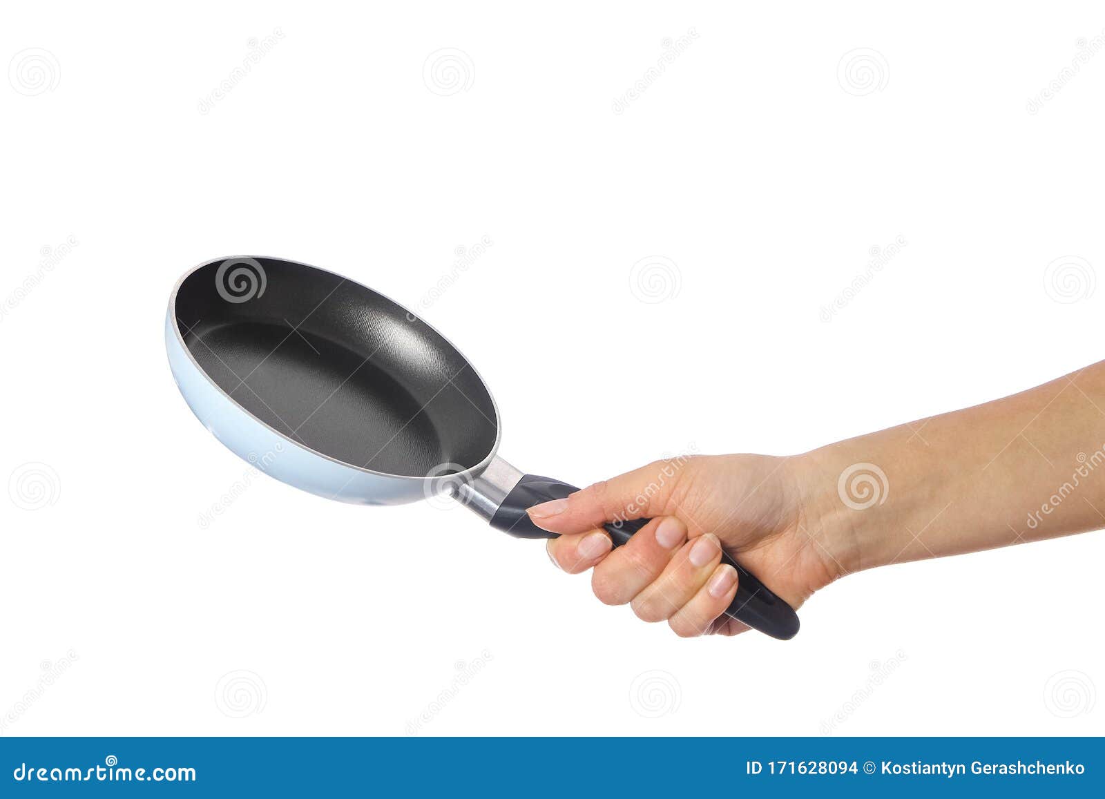 Pan in Hands on a White Background Stock Photo - Image of metal, diet ...