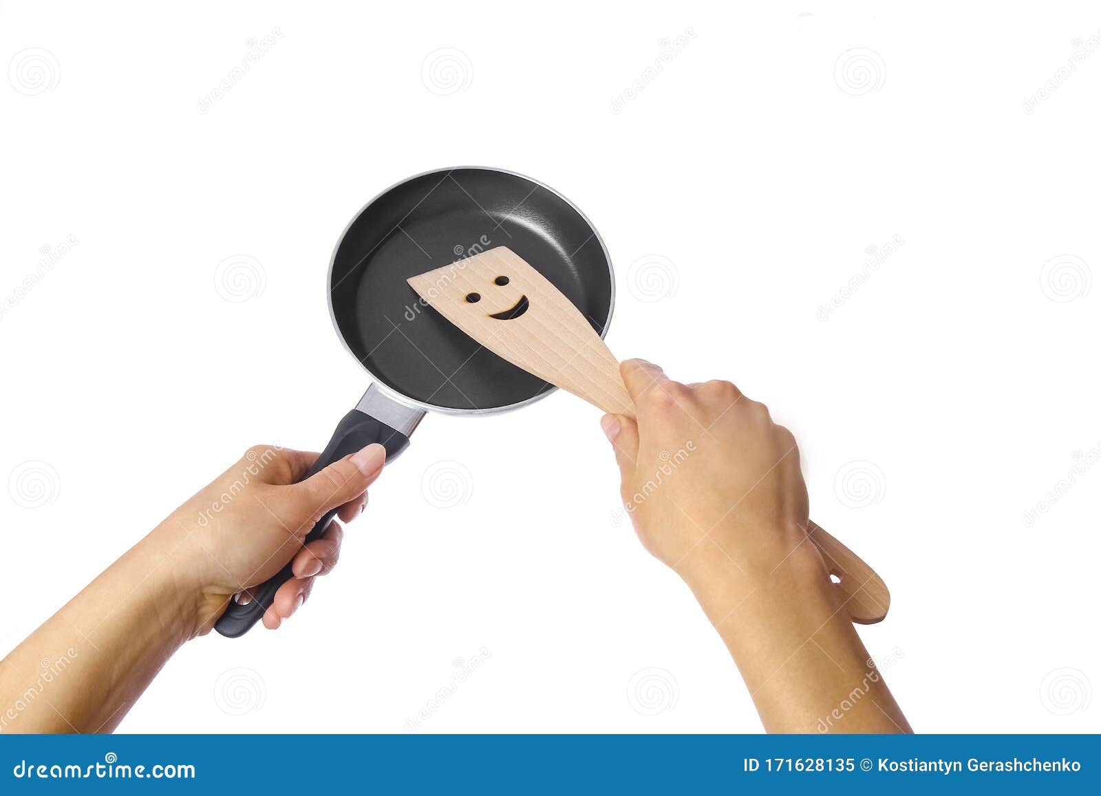 Pan in Hands on a White Background Stock Image - Image of metal, hands ...