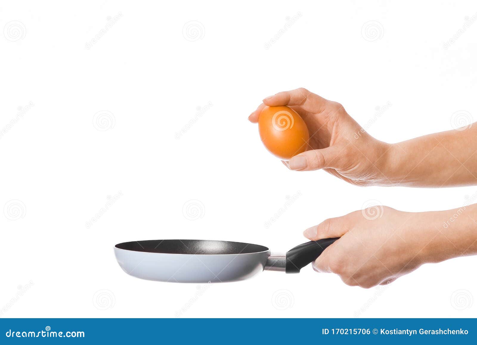 Pan in Hands on a White Background Stock Photo - Image of cooking ...