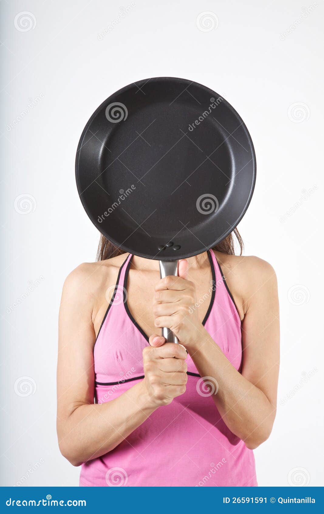 Pan in her face stock image. Image of metal, handle, iron - 26591591