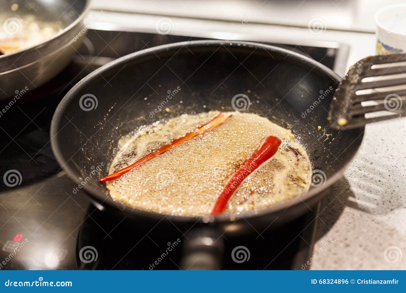 Pan on ingredients stock photo. Image of work, diet, recipe - 68324896