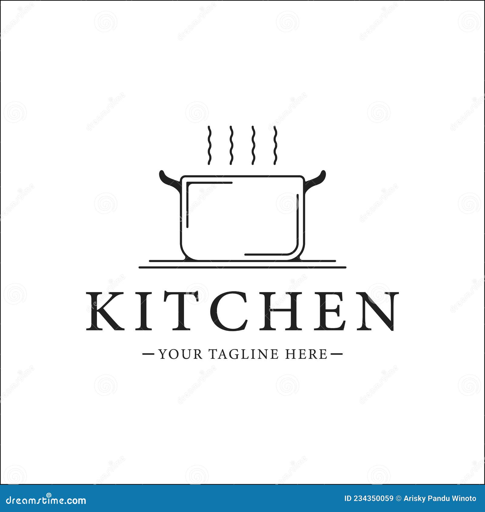 Pan of Kitchen Set Logo Line Art Vector Illustration Template Icon ...